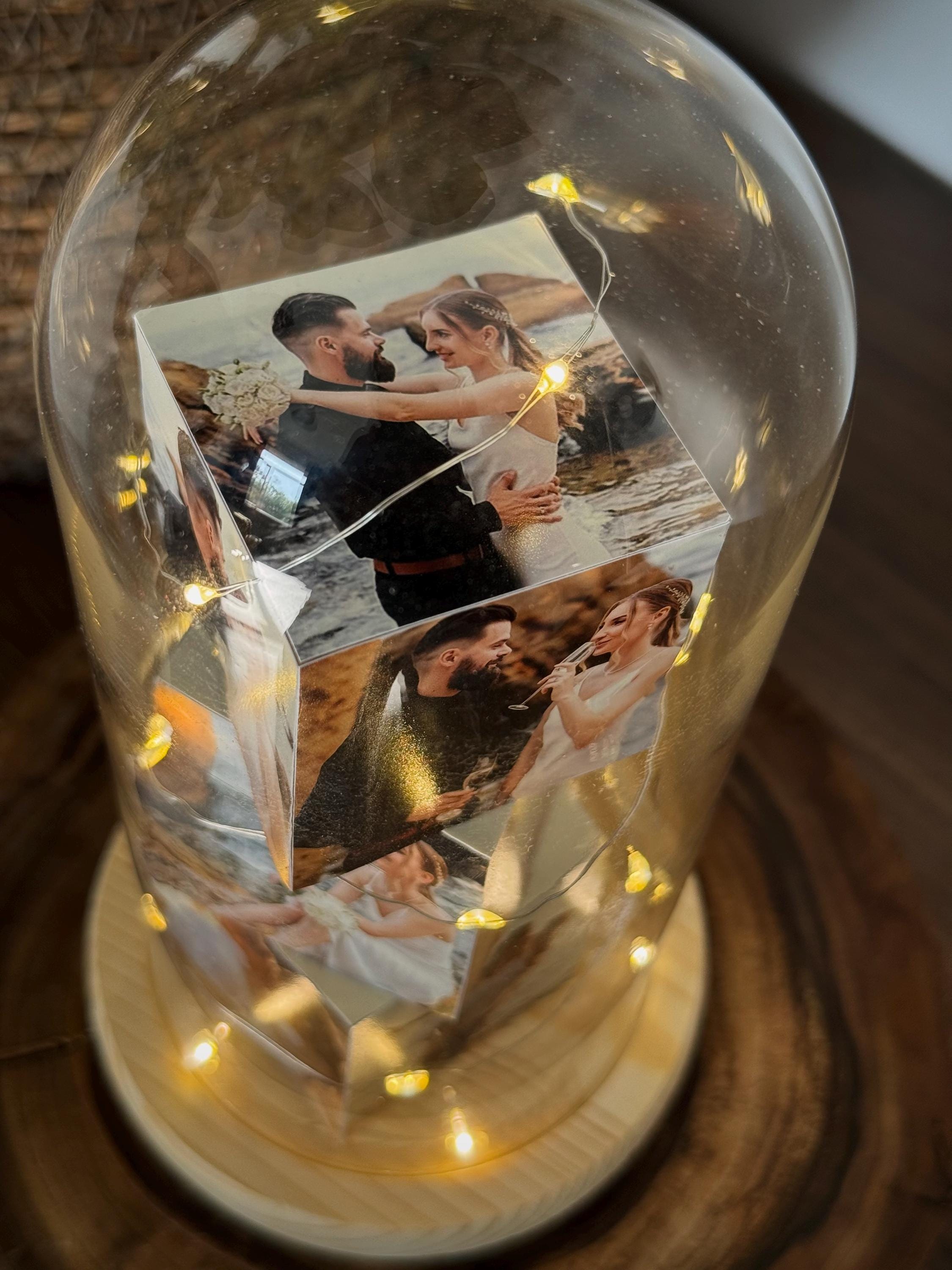 Love Capsule Photo Gift – Light-up Photo Cubes in Glass Dome, Romantic ...