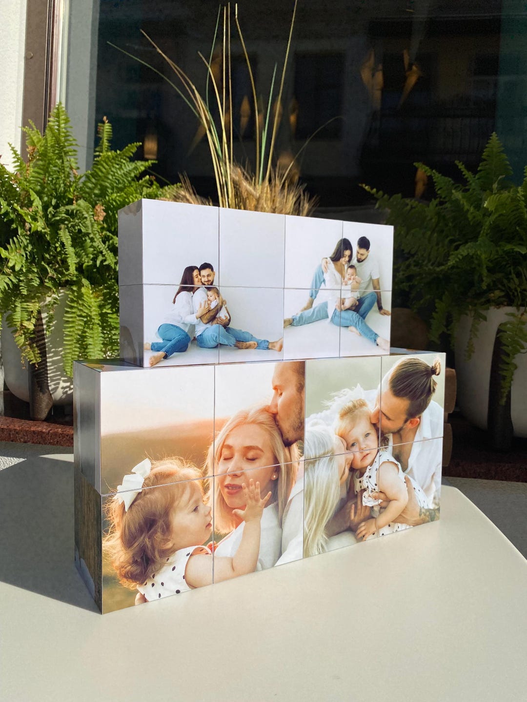 Custom Wooden Photo Cube, Personalized Folding Memory Box With Photos ...