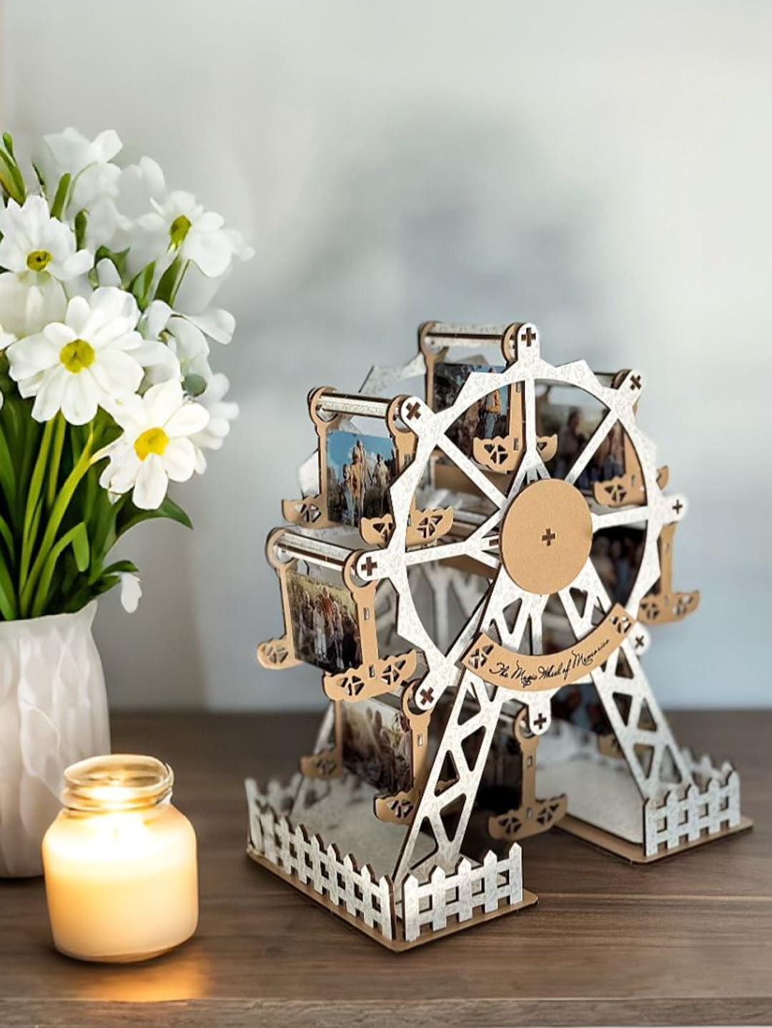 Personalized Wooden Photo Ferris Wheel Gift With 8 or 16 Pictures, the ...