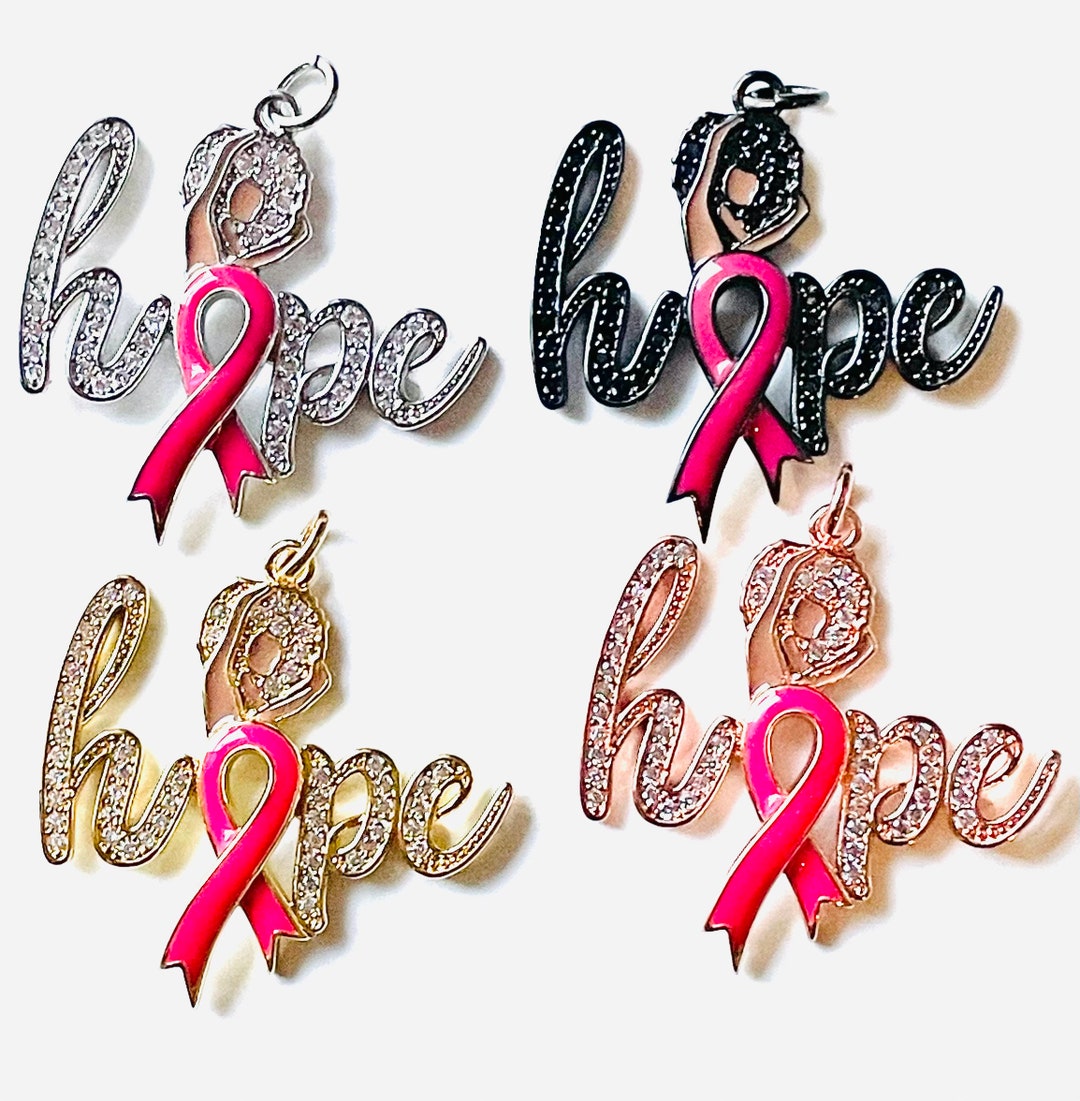 Breast Cancer Awareness Charm, Pink Ribbon Charm,fight Charm, Pink and ...