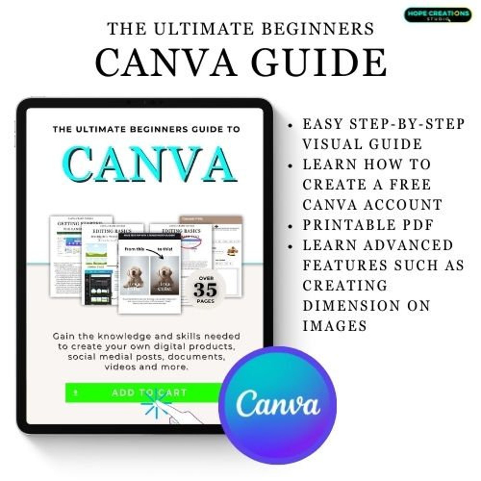 Canva 101: Canva Beginners Guide 2024, Instant Download Tutorial, Free ...