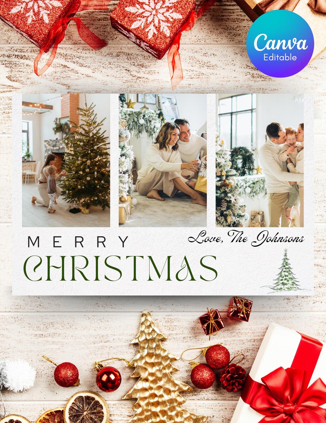 2024 Editable Christmas Family Card Template Personalized Holiday ...