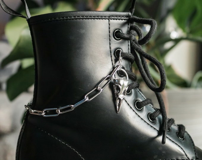 Raven Goth Boot Chain Punk Crow Gothic Silver Charm Shoe Accessories - Etsy