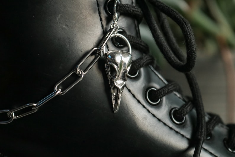 Raven Goth Boot Chain Punk Crow Gothic Silver Doc Charm Shoe - Etsy