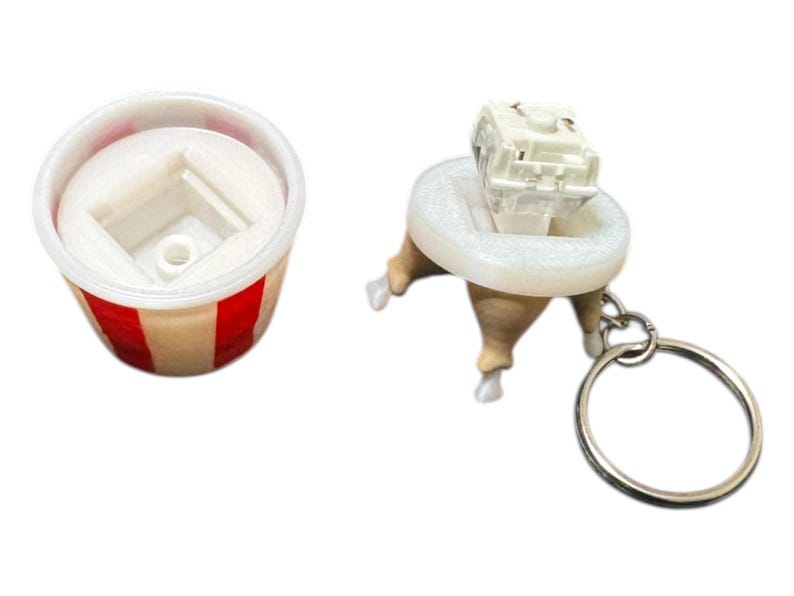 Chicken Bucket Keycap Fidget – Clicker Keychain Charm 3D Printed Mini ...