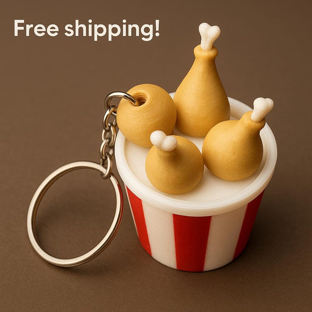 Chicken Bucket Keycap Fidget – Clicker Keychain Charm 3D Printed Mini ...