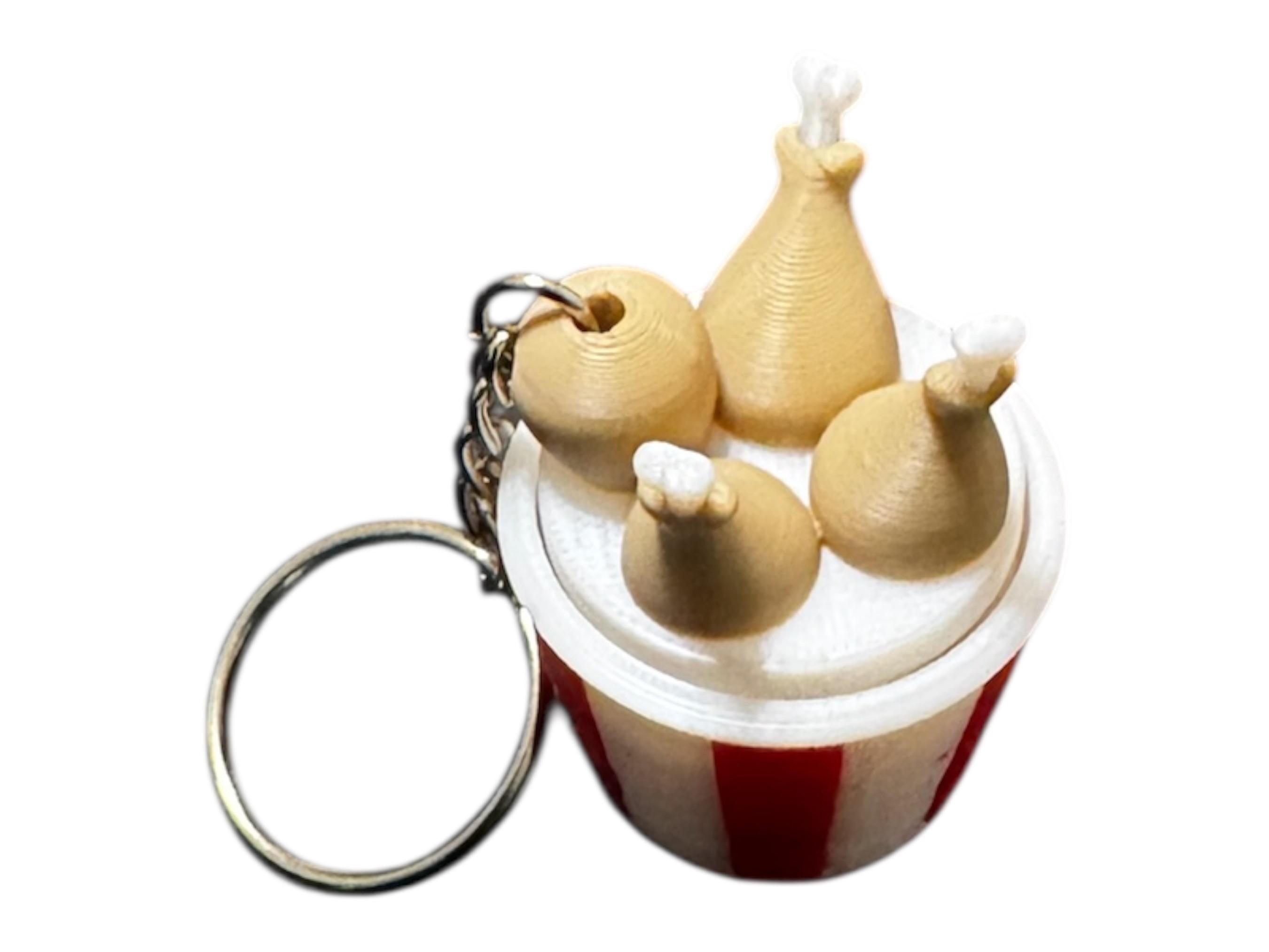 Chicken Bucket Keycap Fidget – Clicker Keychain Charm 3D Printed Mini ...