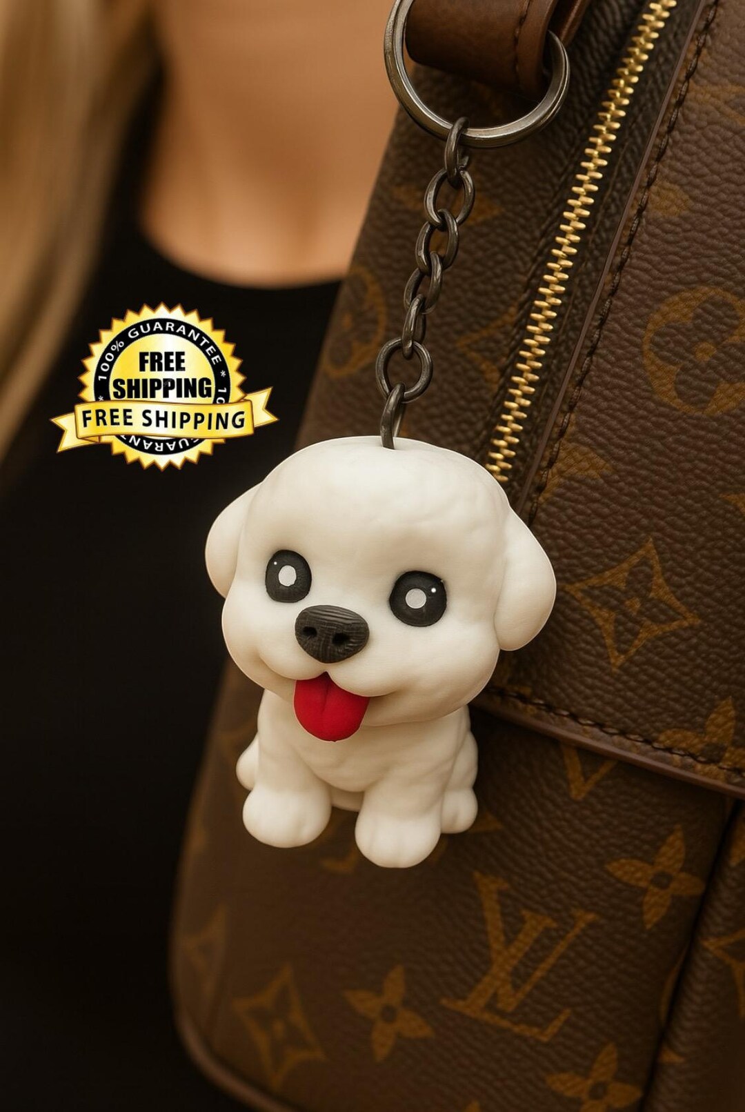 Mini 3D White Bichon Frise Dog Keychain Charm – Cute Puppy Bag ...
