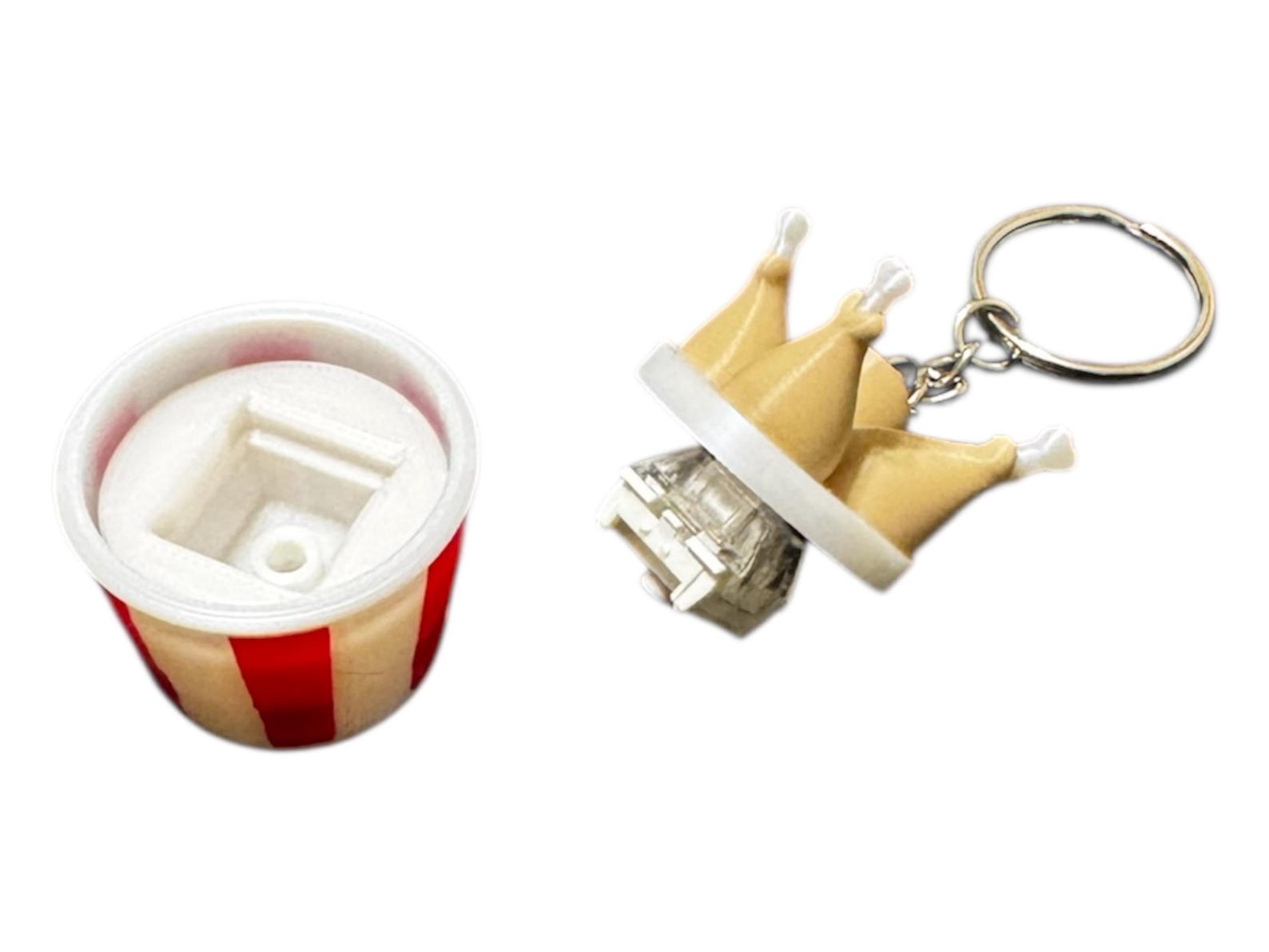 Chicken Bucket Keycap Fidget – Clicker Keychain Charm 3D Printed Mini ...