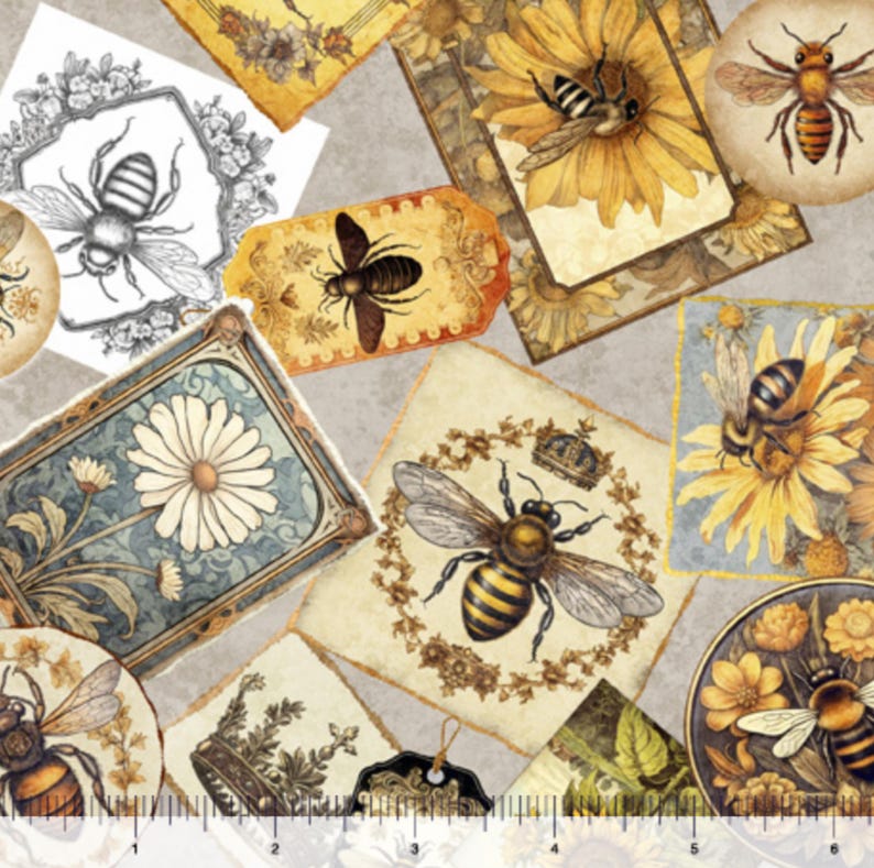 Bee Collage - Queen Bee Collection - Qtfabrics - Etsy