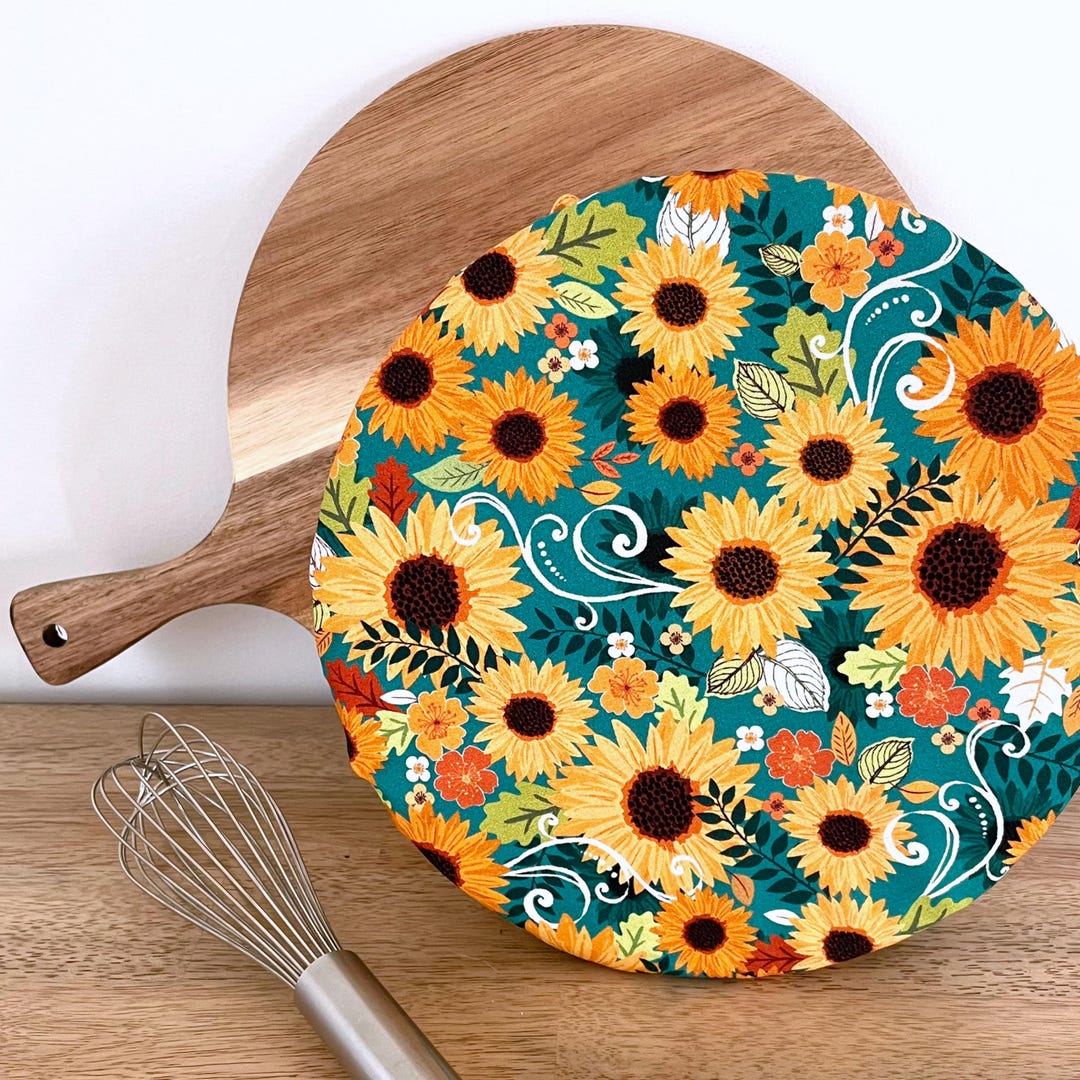 Reusable XL Sunflower Fabric Bowl Cover - Sunflower Kitchenaid Mixer ...