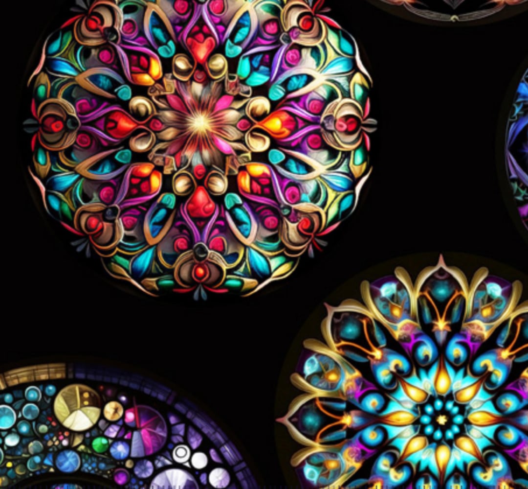 Stained Glass Medallions - Radiant Reflections - Black - Timeless ...