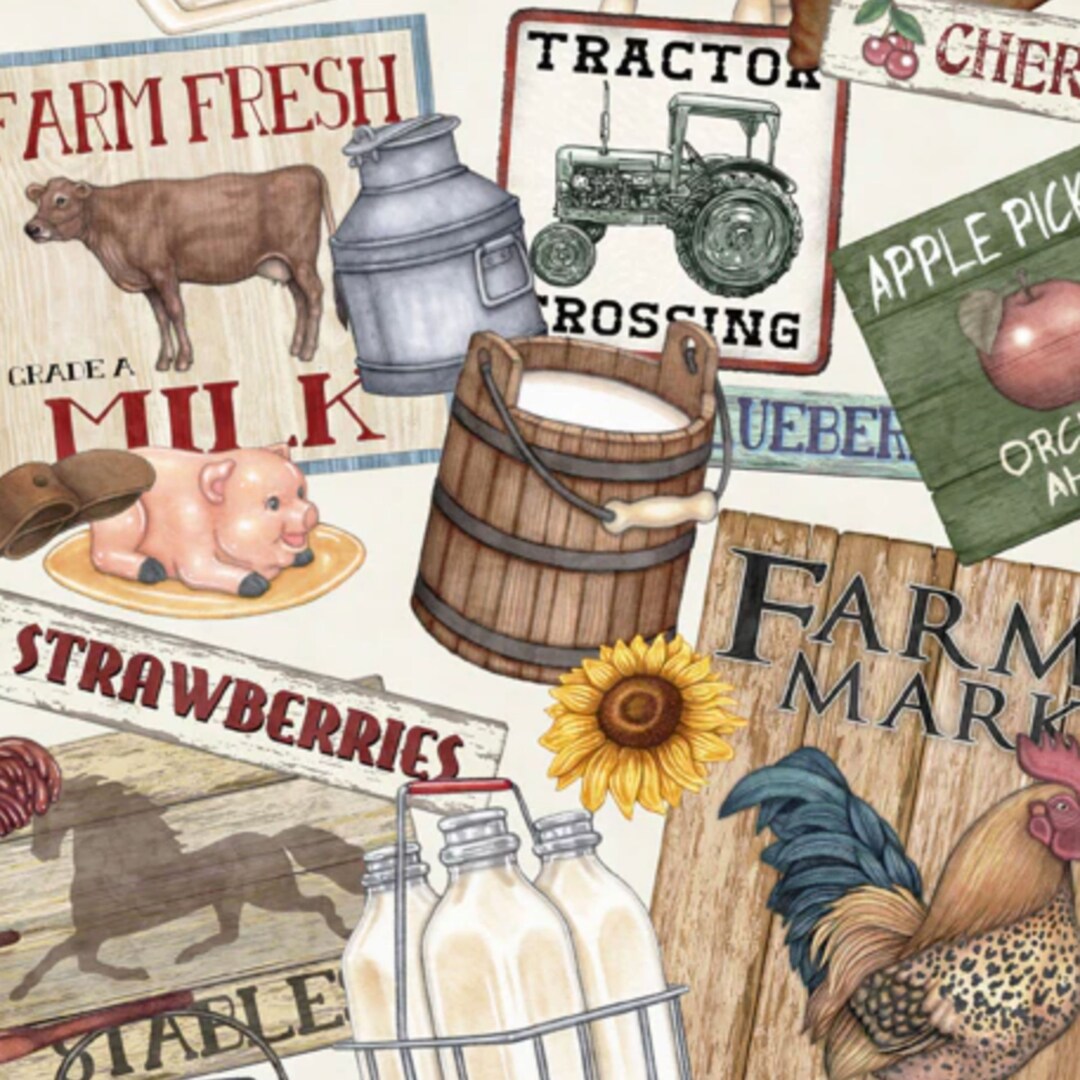 108 Inch Wide Backing Farm Patches - Dan Morris for QT Fabrics 29260 ...