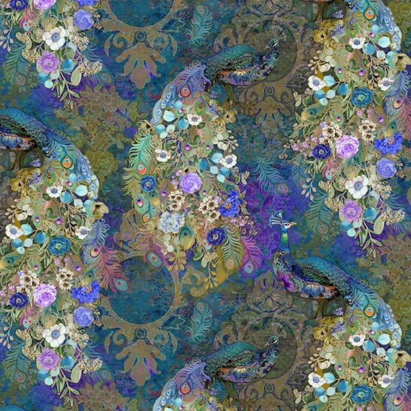 Peacock Feather Fabric by the Yard - Etsy