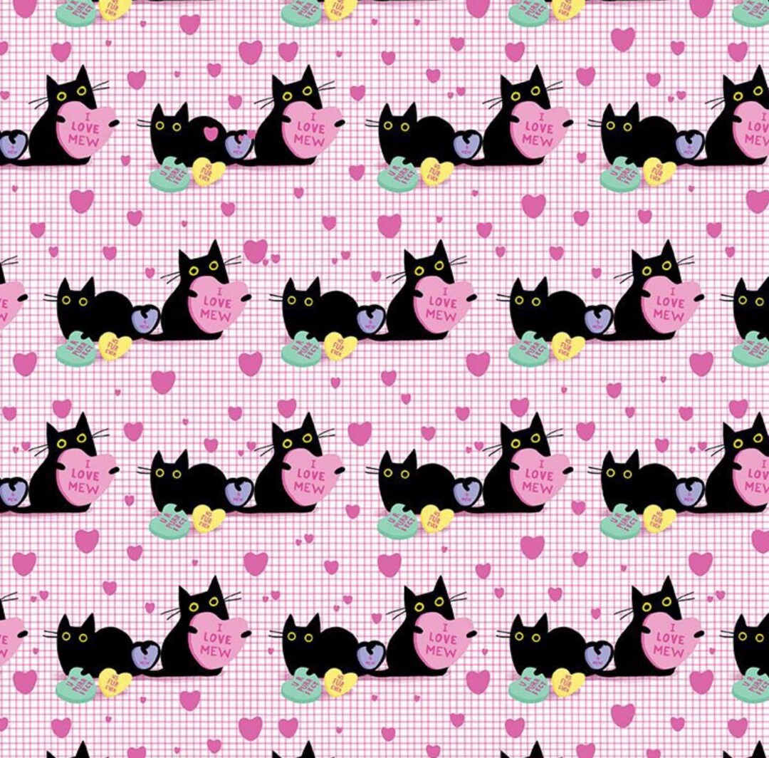 I Love Mew Fabric - Leezaworks - Dear Stella Design - Fabric by the Yard or Length - Etsy