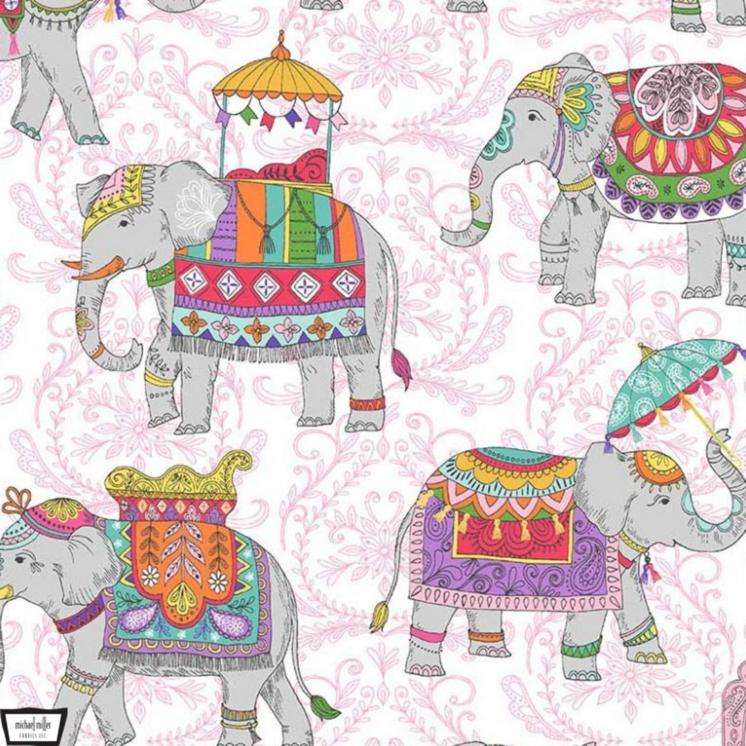 Royal Elephants Pink | CX10792 | Elephant Cavalcade | Michael Miller ...