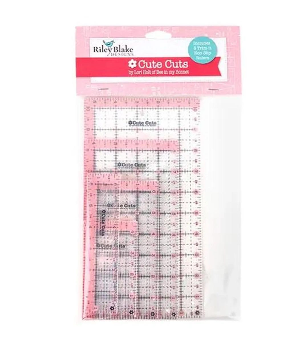 Lori Holt Cute Cuts™ - 5 Pc Rectangular Ruler Pack - Pink - Riley Blake ...