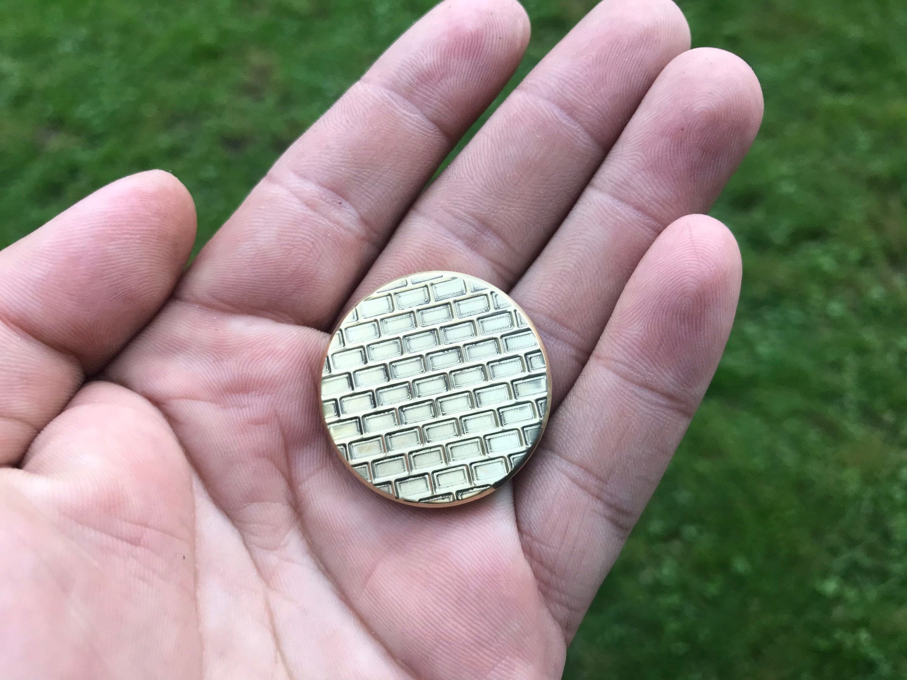 Solid Brass Brick Wall Worry Coin, Contact Coin, Pocket Coin, Fidget ...