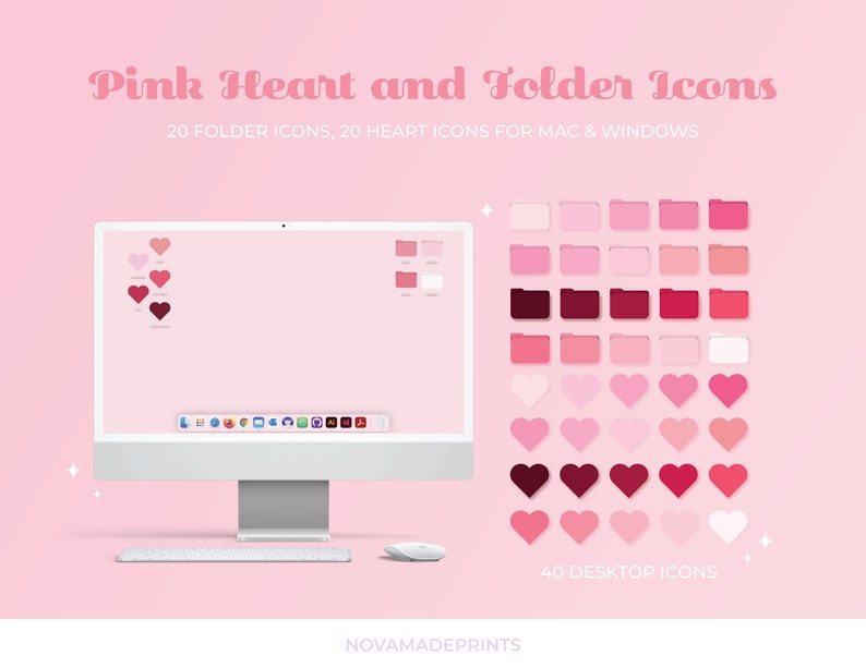 40 Pink Mac File/heart Icons Apple MacBook Compatible Icons - Etsy