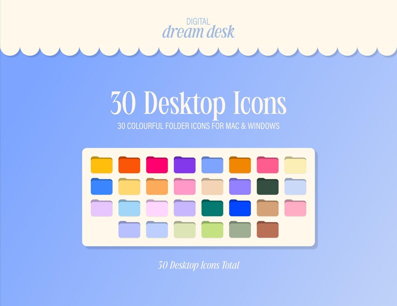 30 Colourful Folder Desktop File Icons | Apple MacBook + Windows ...