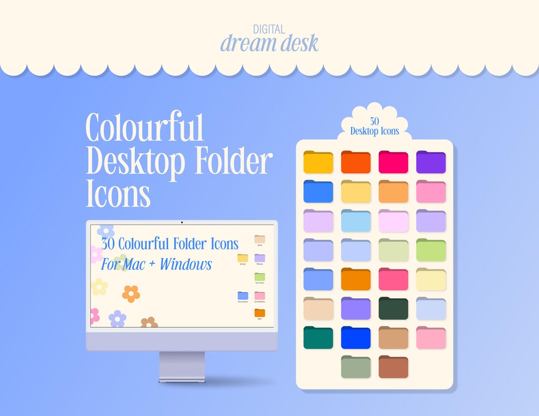 30 Colourful Folder Desktop File Icons | Apple MacBook + Windows ...
