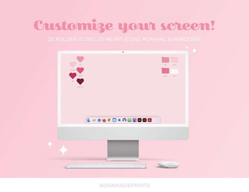 40 Pink Mac File/heart Icons Apple MacBook Compatible Icons - Etsy