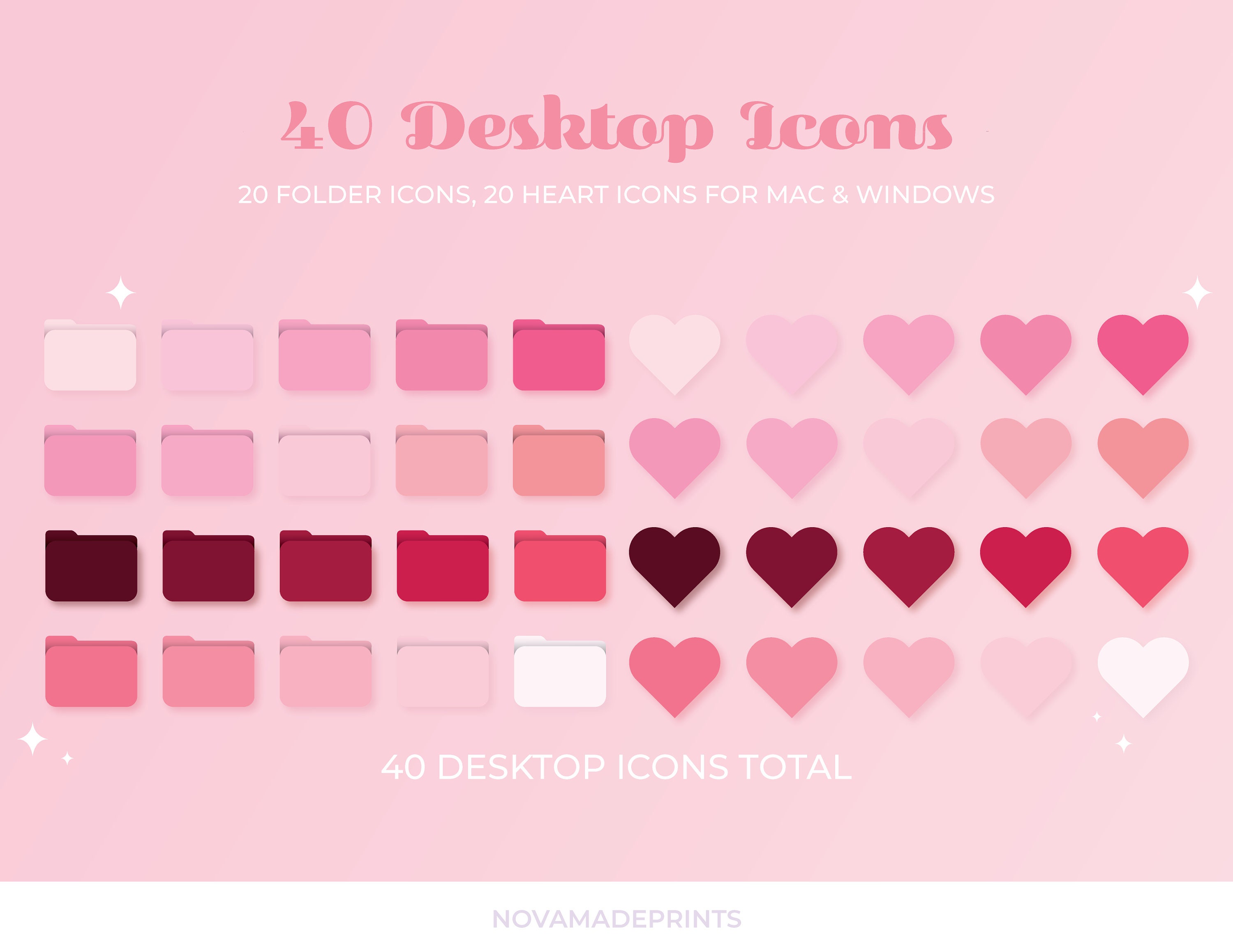 40 Pink Mac File/heart Icons Apple MacBook Compatible Icons - Etsy