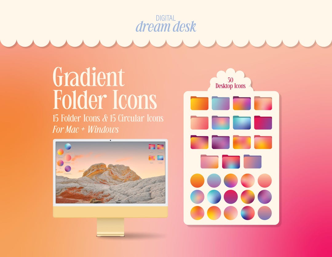 30 Gradient Mac File/circle Icons | Apple MacBook Compatible Icons ...