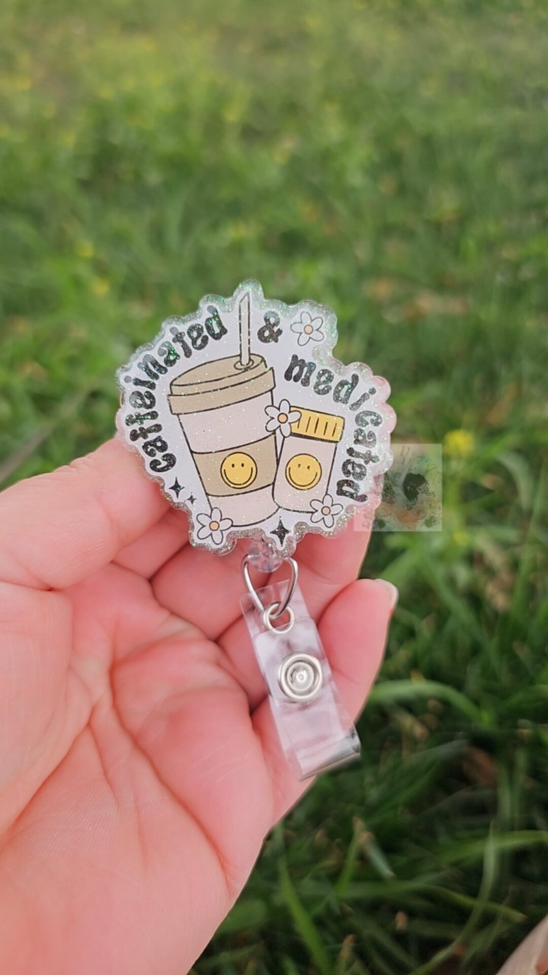 Caffeinated and Medicated Coffee Badge Reel Medication Badge Reel Nurse ...