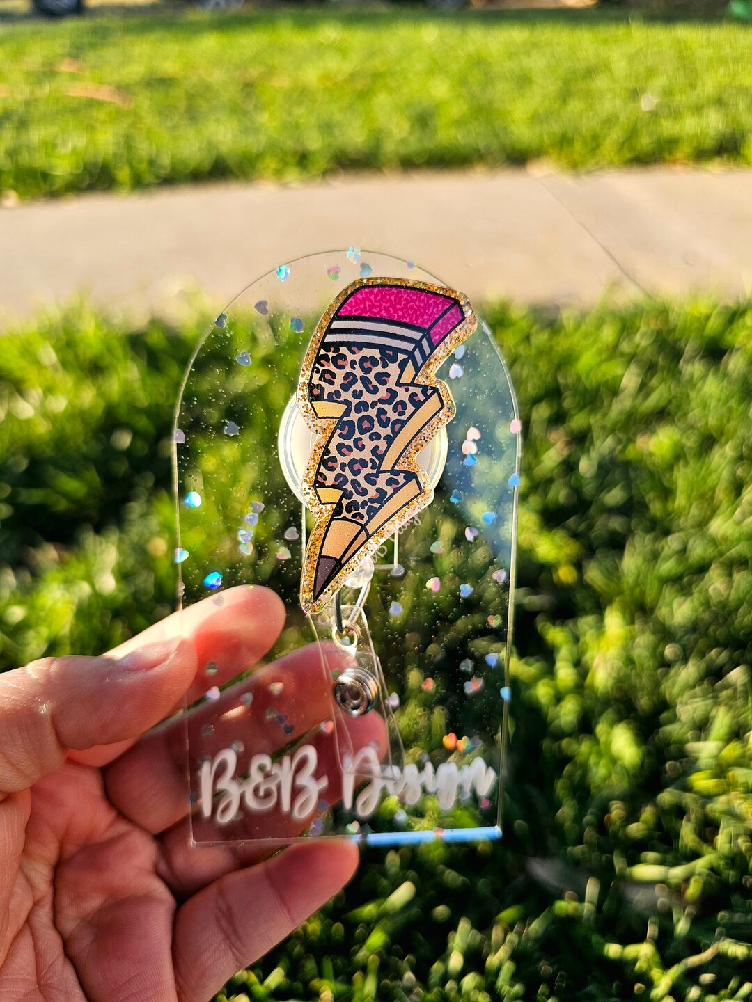 Lightning Pencil Badge Cheetah Pencil Badge Reel Education Badge Reel ...