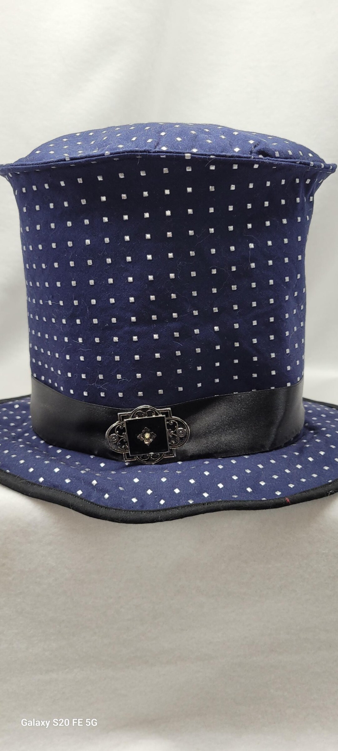 Navy Blue With Silver Diamond Top Hat - Etsy