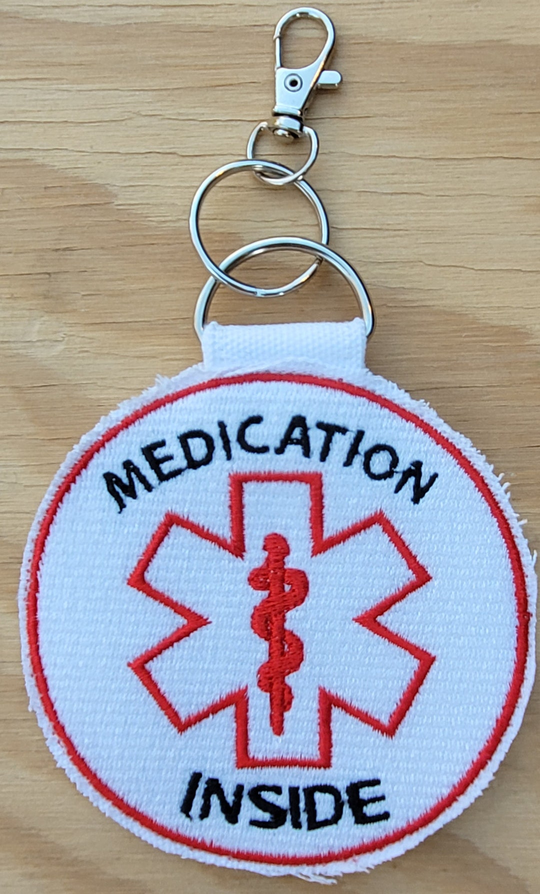 Embroidered Bag Tag, Medication Inside - Etsy