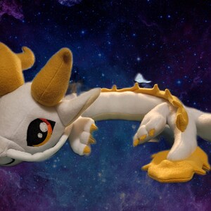 Eastern Style Dragon, White and Gold Dragon Plush. - Etsy