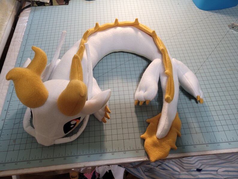 Eastern Style Dragon, White and Gold Dragon Plush. - Etsy