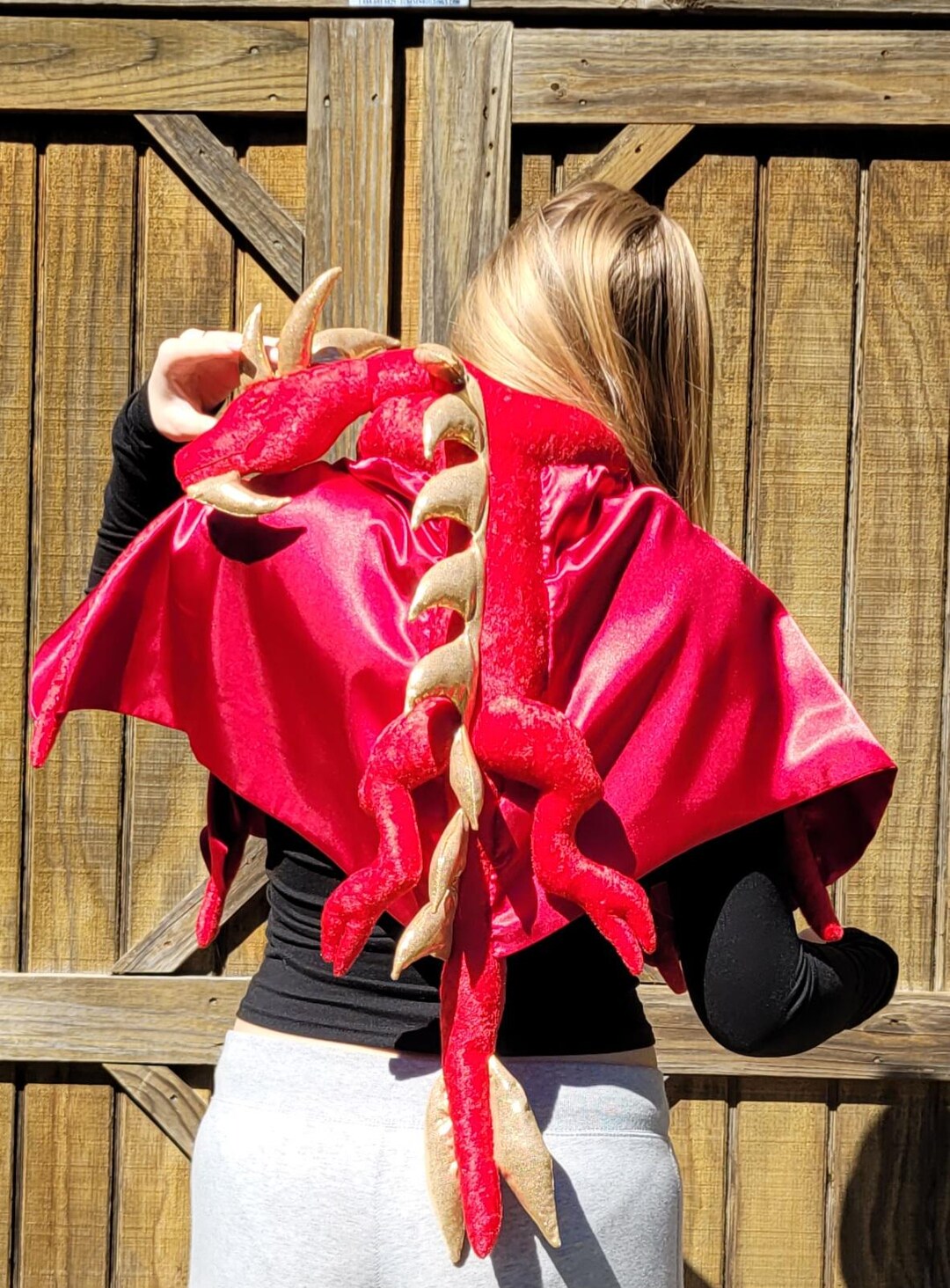 Dragon Cape Wrap Around Dragon Hug Wearable Accessory Red and Gold - Etsy