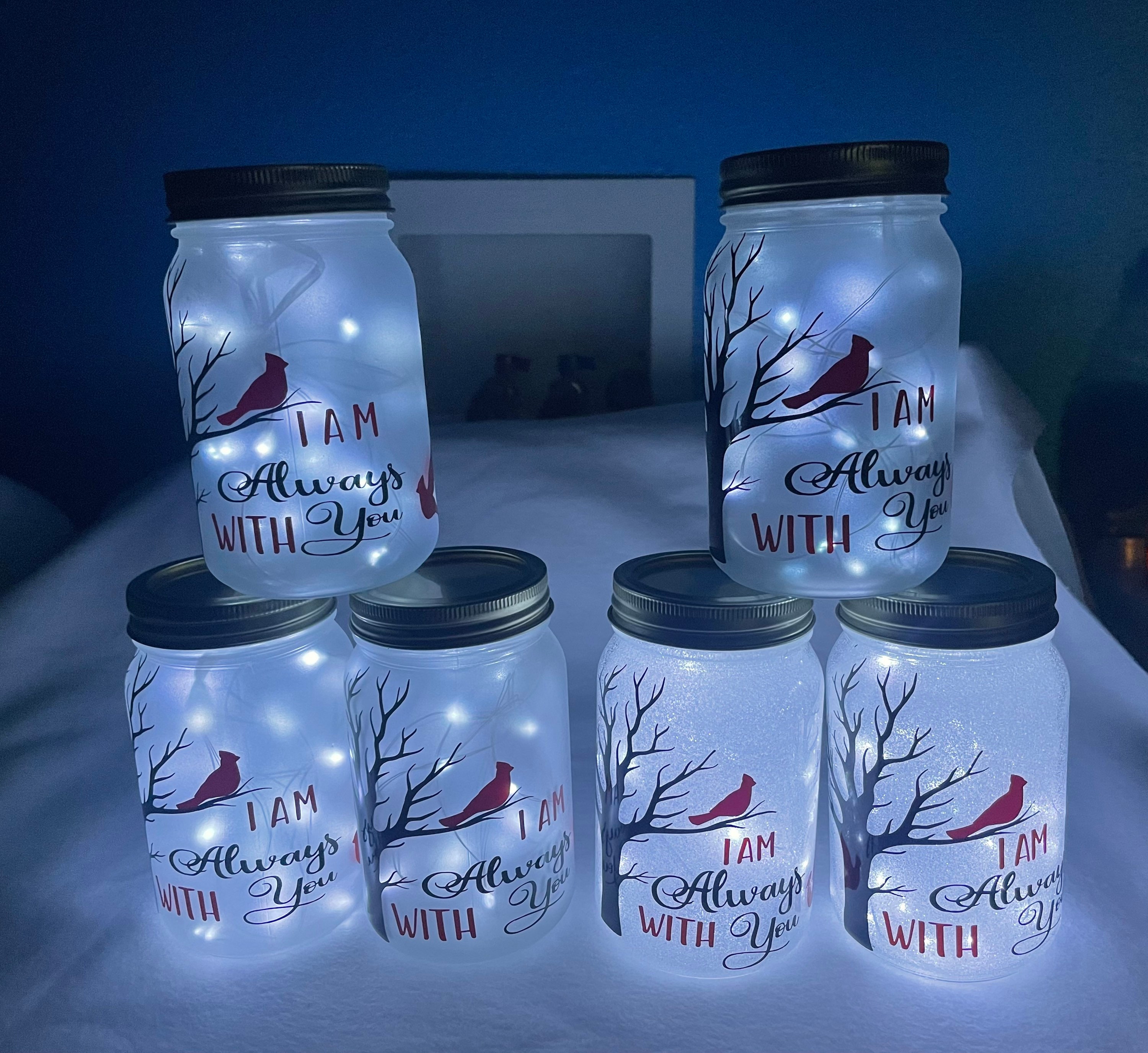 Memorial Jar Cardinal Iam Always With You|memorial Glow Jar|always With ...