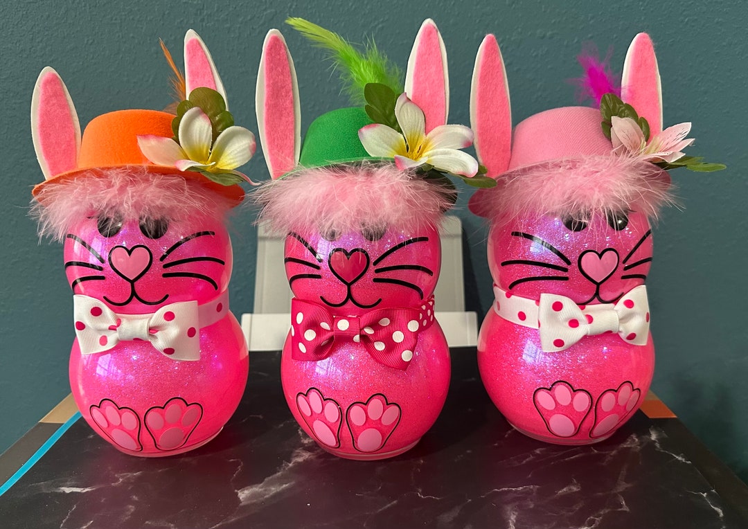 Light up Easter Bunny| Easter Bunny| Holiday Decor| Easter Decor| Glass ...