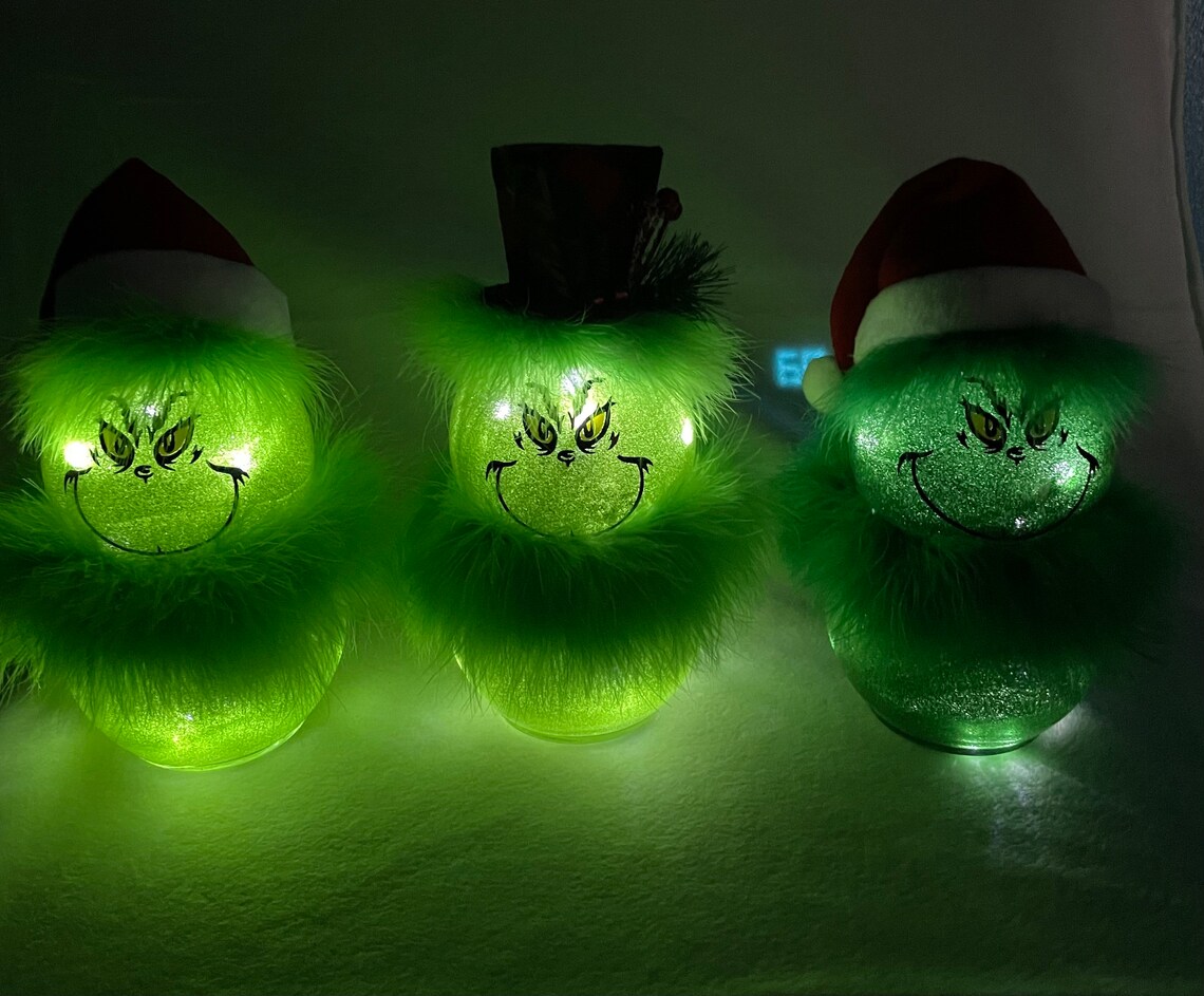 Fish Bowl Grinchchristmas Decorgrinch Holidays Decorlight - Etsy