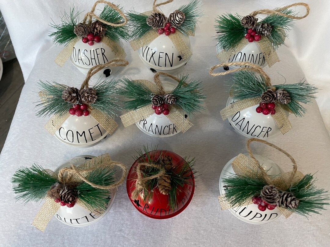 Sets of 9 Rae Dunn Inspired Farmhouse Bells|christmas Bell|reindeer ...