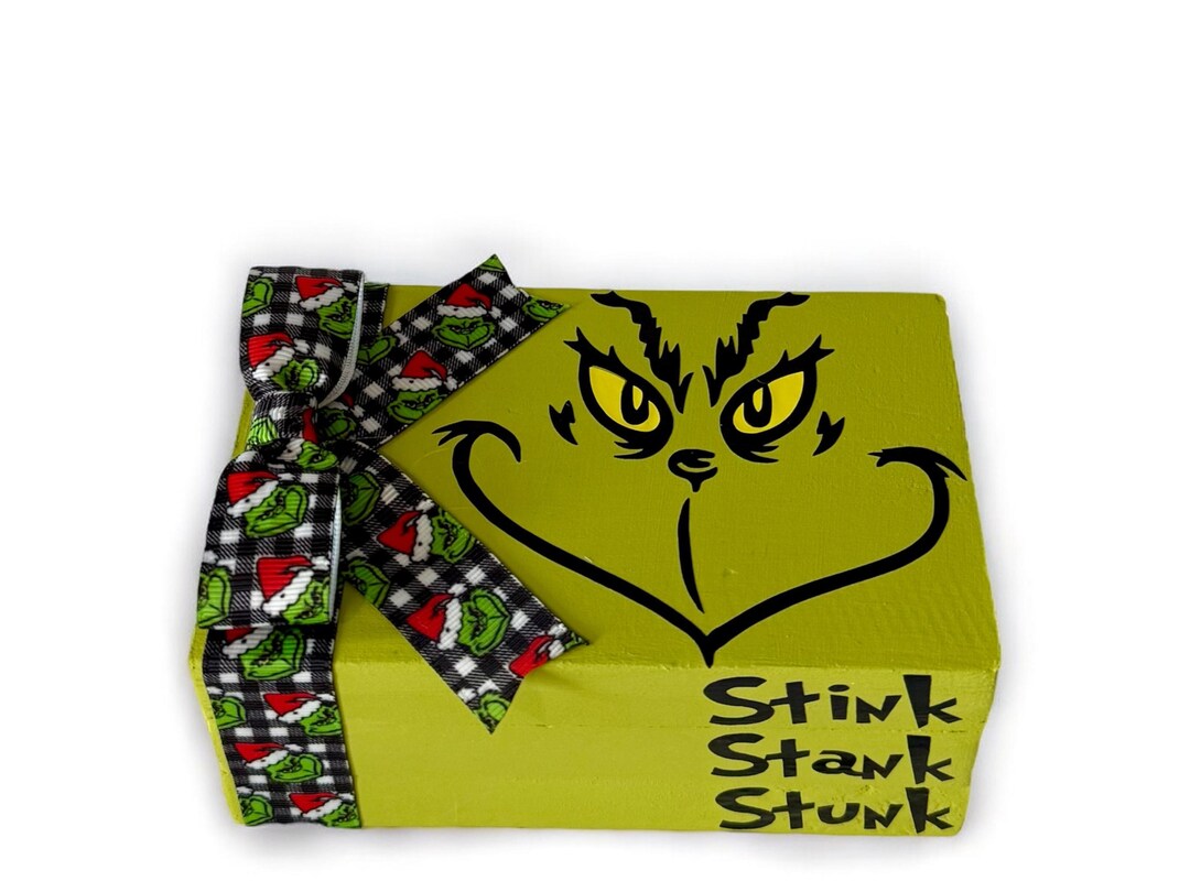 Mini Book Stack/grinch Face/christmas Decor/holiday Decor/tiered Tray ...