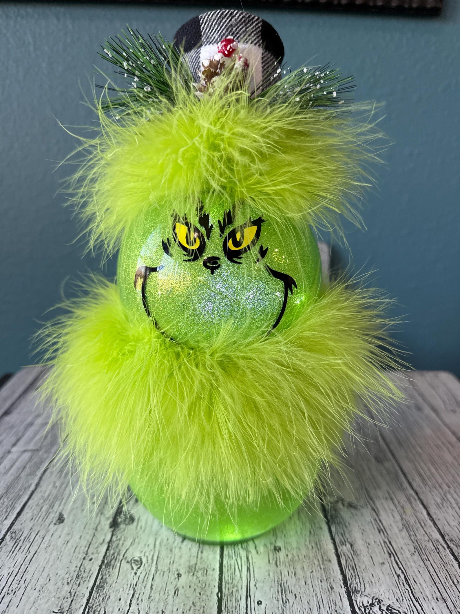 Fish Bowl Grinch/christmas Decor/grinch Holidays Decor/ Light up Grinch ...