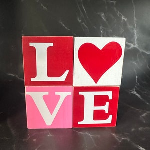 Set/valentine's Day Stacking Wooden Blocks // Valentine's Day Tiered ...