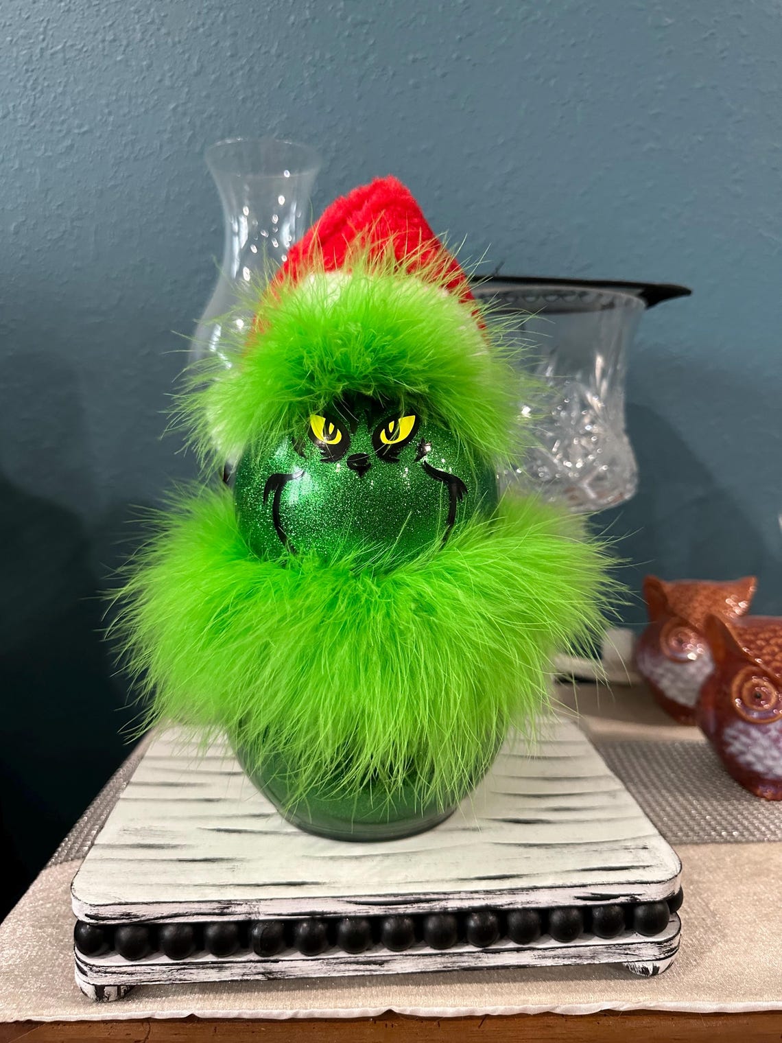 Fish Bowl Grinch/christmas Decor/grinch Holidays Decor/ Light up Grinch ...