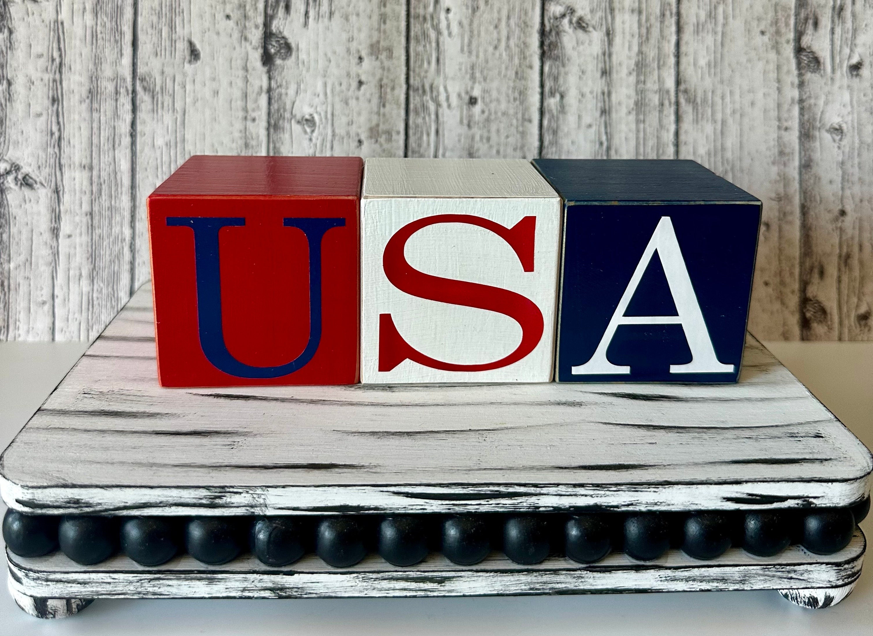 Patriotic Wood Blocks/4th of July Decor/patriotic Decor/tier Tray Decor ...