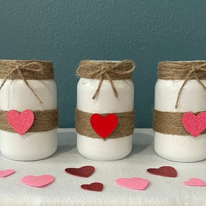 Handmade Painted Mason Jars | Valentine's Day Decor - Etsy