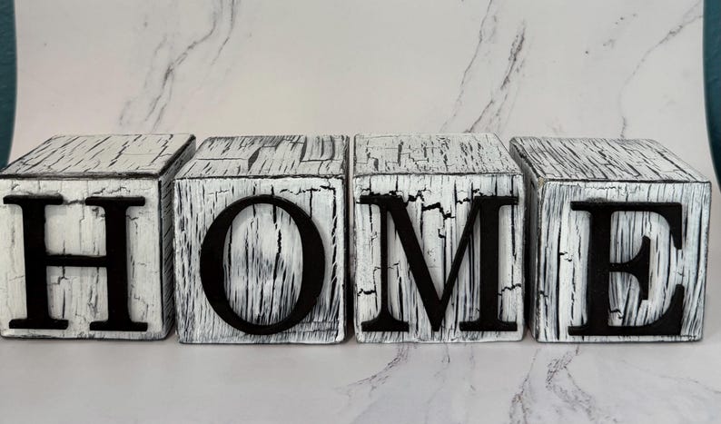 Handmade Distressed Wood HOME Blocks | Farmhouse Tier Tray Decor - Etsy