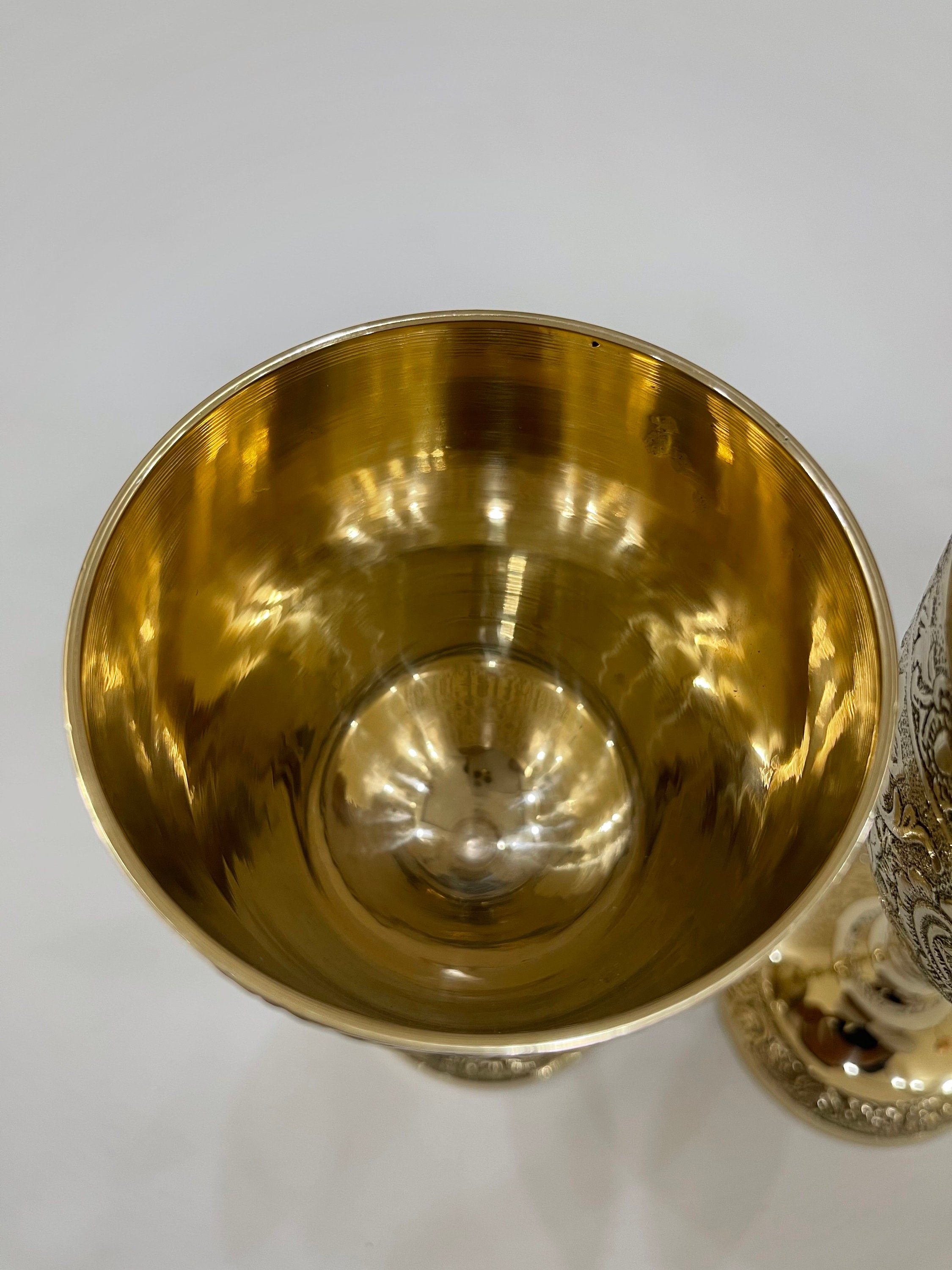 Vintage Handmade Brass Kings Royal Chalice Embossed Cup 6 Etsy