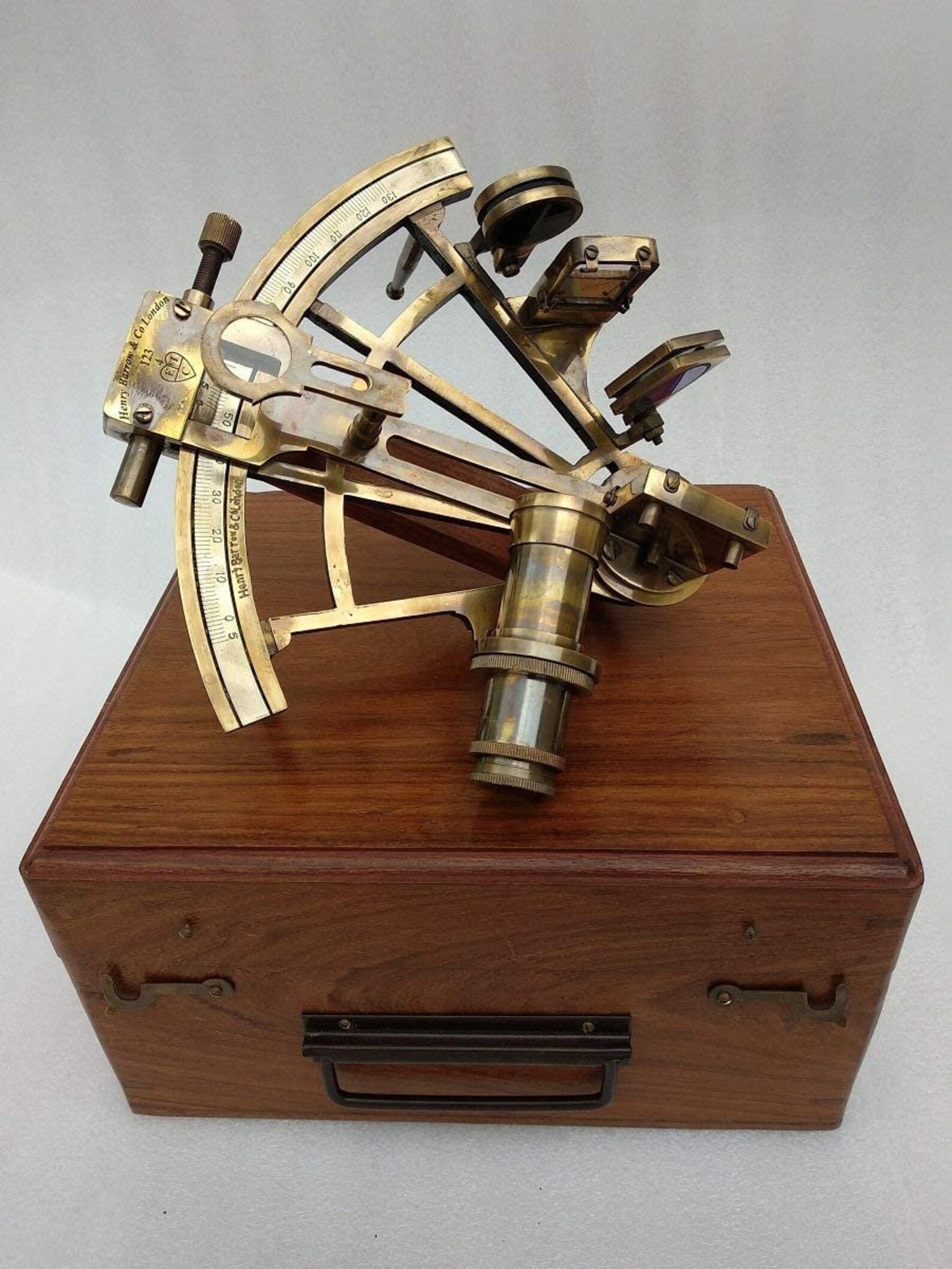 Nautical 8 Brass Hand-made Sextant With Wooden Box Maritime Sextant ...