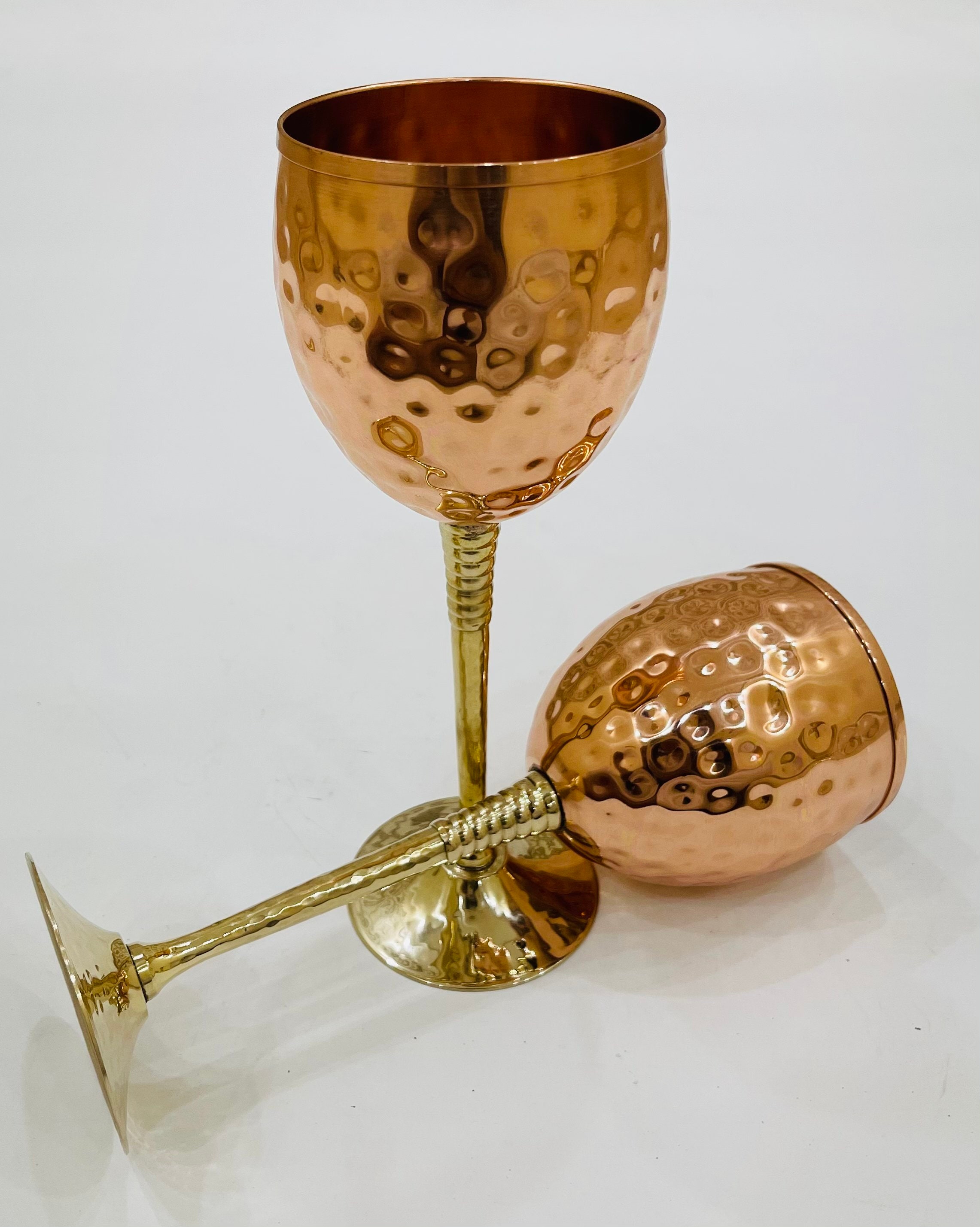 Copper wine glasses set of 2 11oz gleaming 100% solid | Etsy