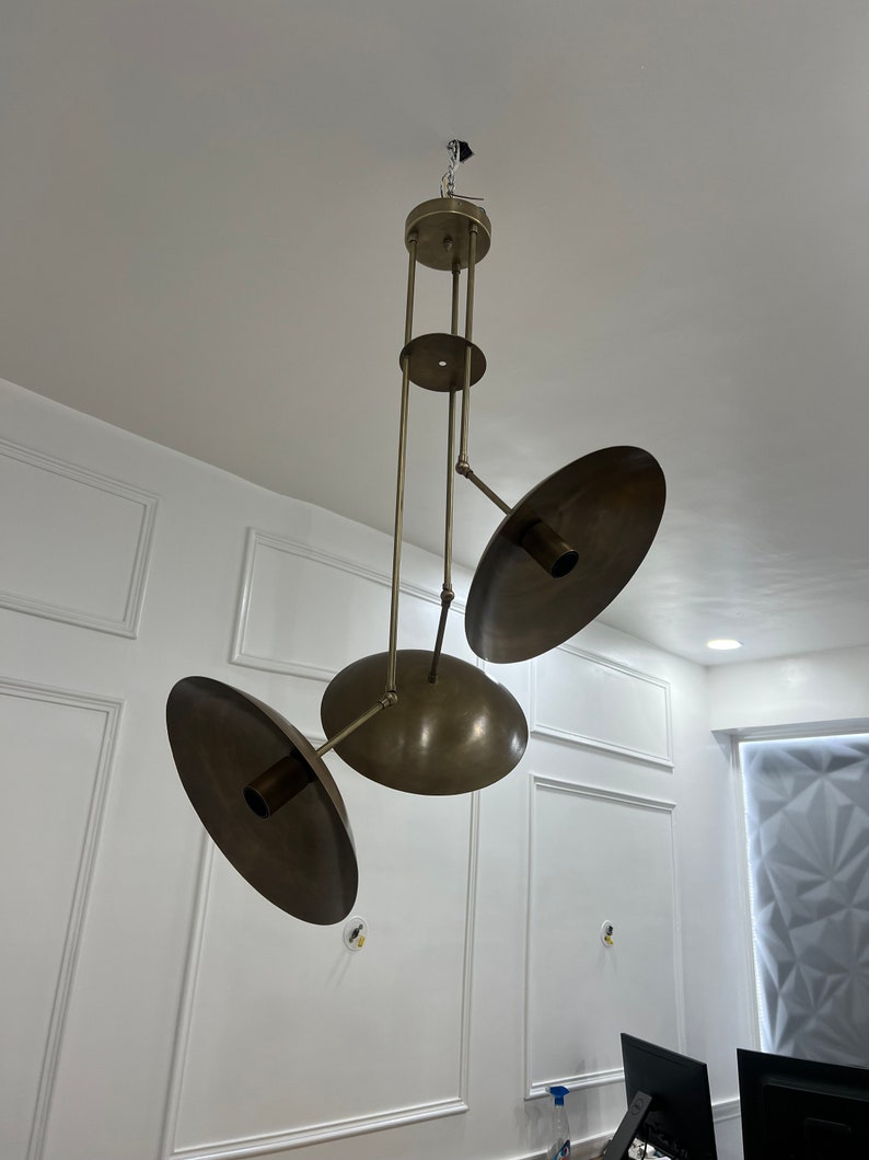 Modern Raw Brass Sputnik Chandelier: 3-light Domed Pendant - Etsy